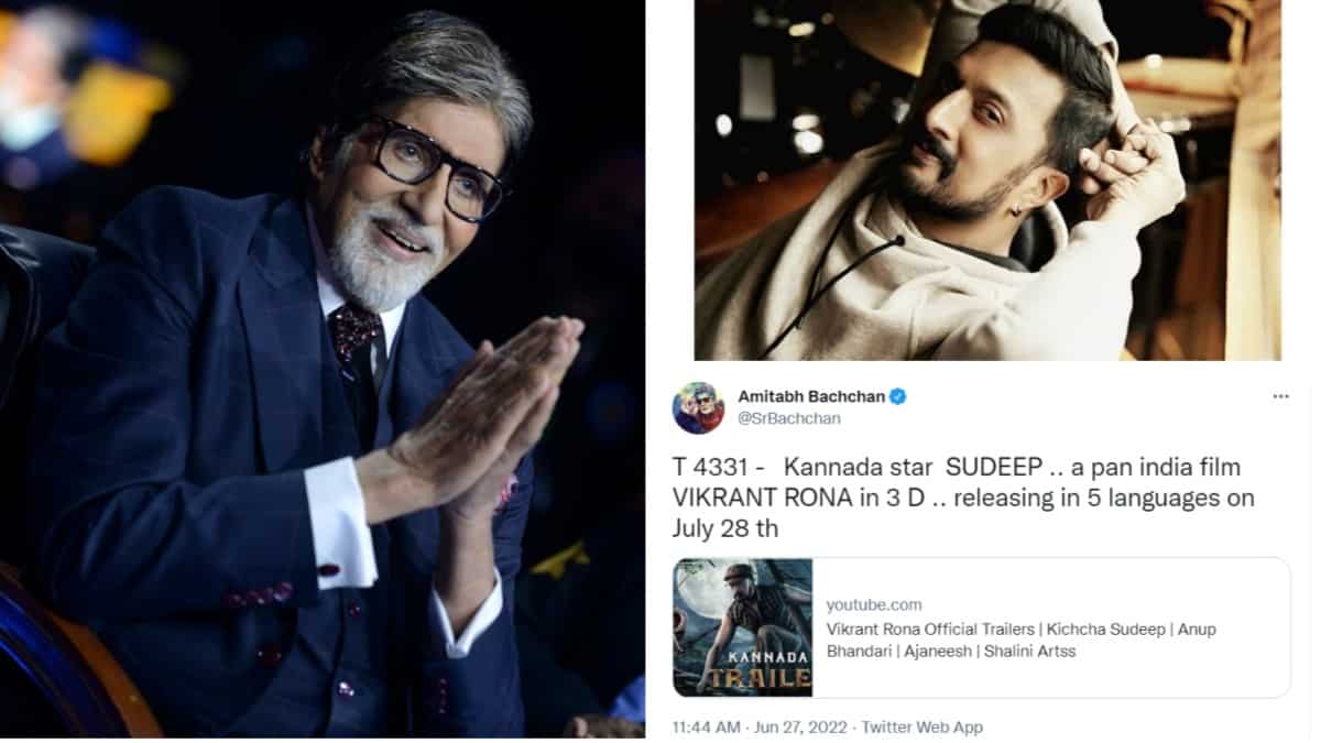 Kiccha Sudeep’s Rann co-star Amitabh Bachchan shares the Vikrant Rona ...