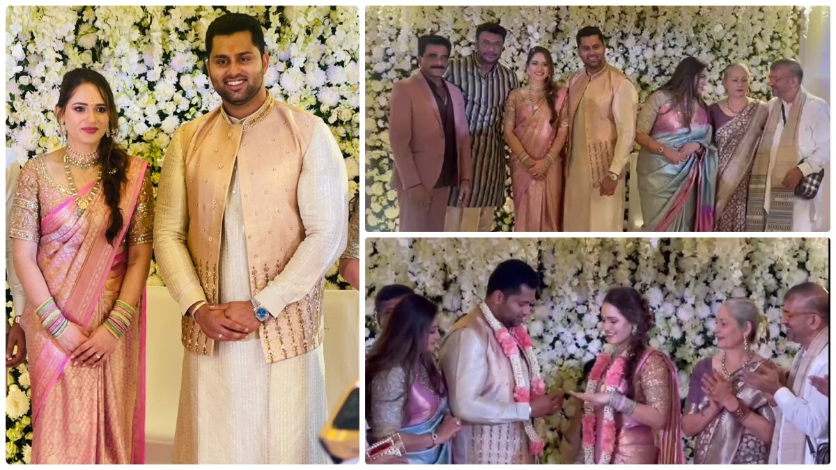 Abishek Ambareesh and Aviva Bidapa get engaged in an intimate ceremony ...