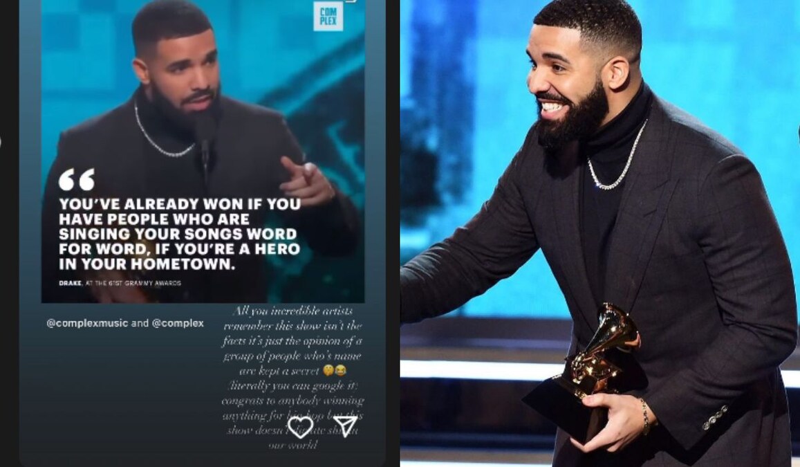 Grammy 2024 - Drake takes a sly dig at Recording Academy in a shady ...