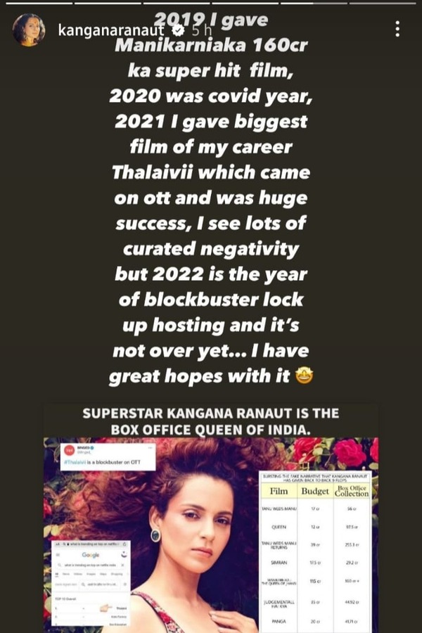 ‘2022 is the year of blockbuster,’ pens Kangana Ranaut after Dhaakad ...