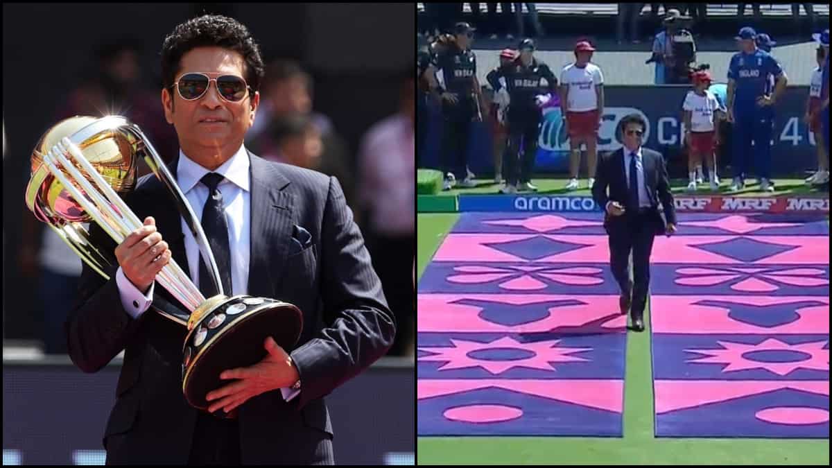 World Cup 2023: Sachin Tendulkar's 'royal walk' with ICC trophy in ...