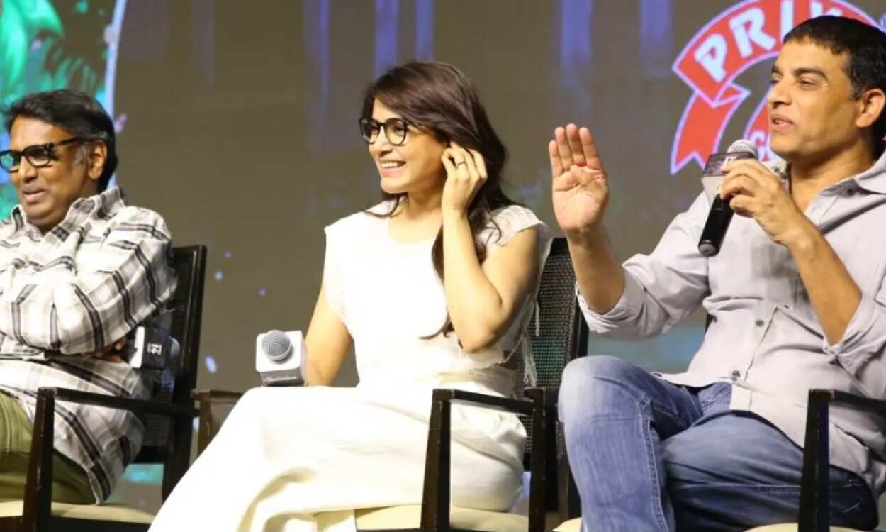 Shaakuntalam press meet: Media corners Samantha, Dil Raju comes to her ...