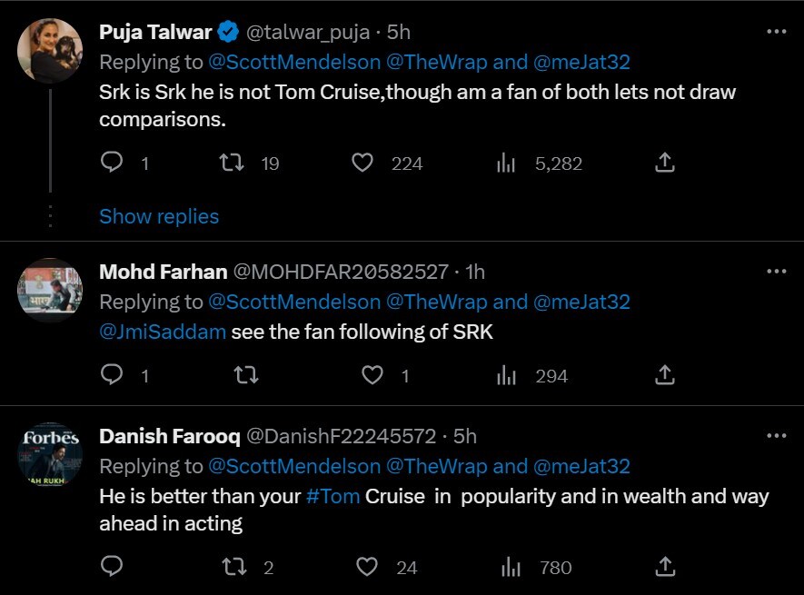 US journalist calls Shah Rukh Khan India's Tom Cruise in an article ...