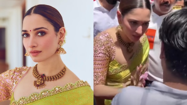 Tamannaah Bhatia keeps calm as a fan forcefully touches her hand for a ... Tamannaah Bhatia keeps calm as a fan forcefully touches her hand for a ...