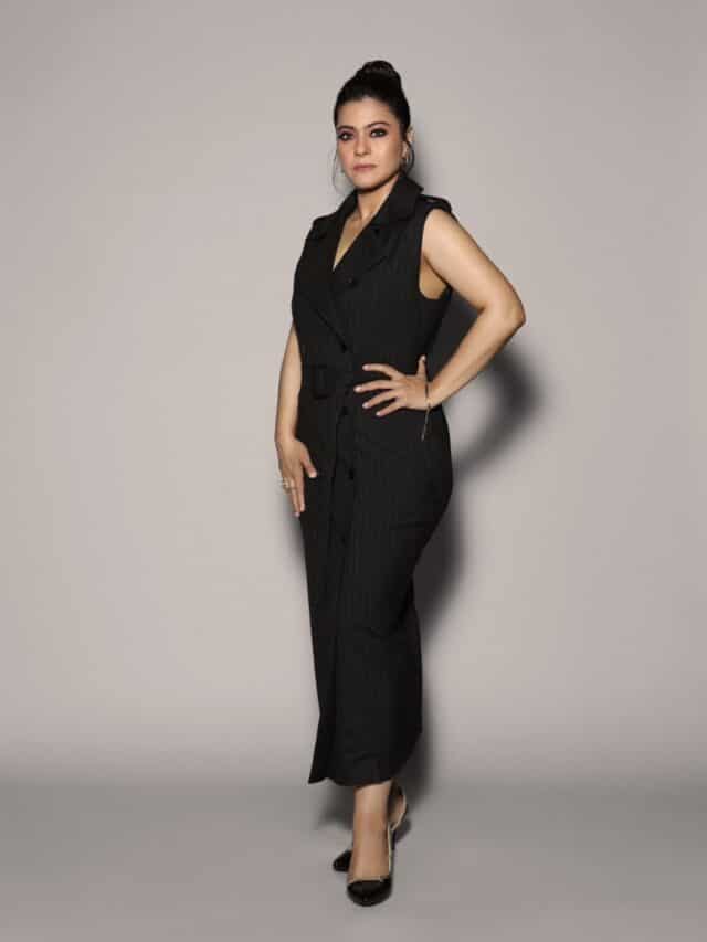 Kajol gives a fashion masterclass, from pinstriped dress to top-knot ...