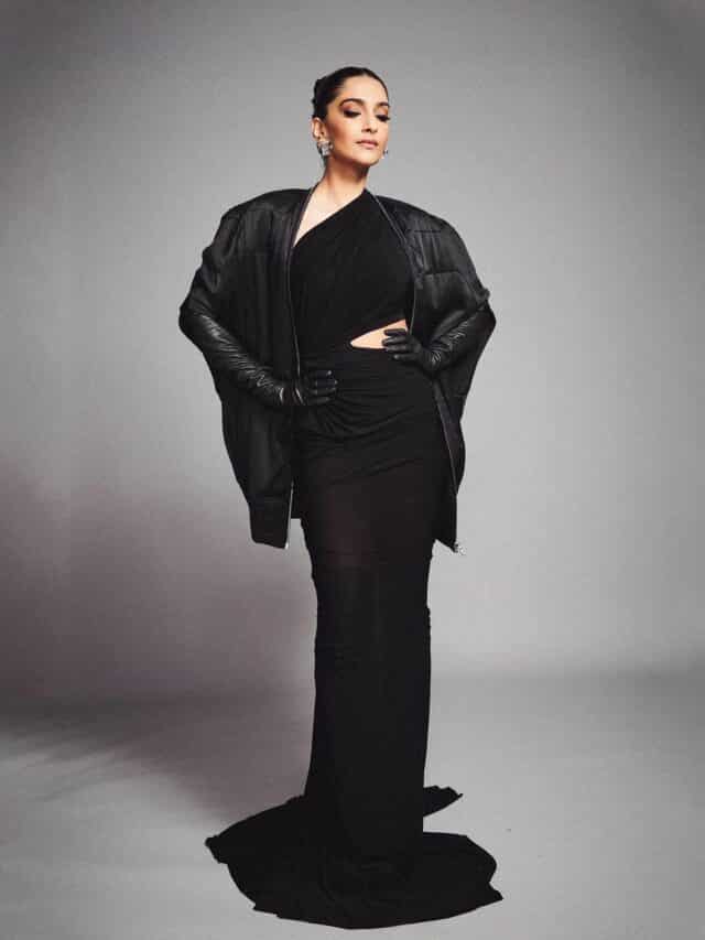 Sonam Kapoor pairs a black dress with an oversized jacket and we can’t ...